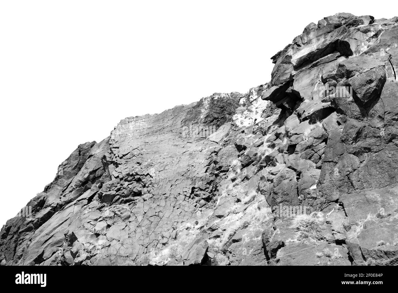 Rock alone in the sky santorini europe greece and dry bush Stock Photo ...