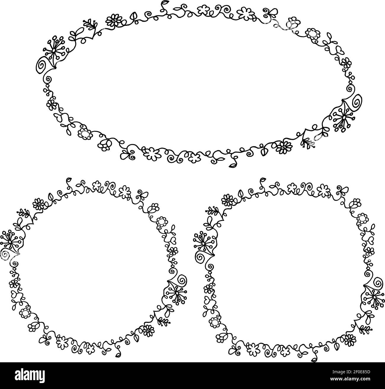 vector drawing flowers border frame card design background Stock Vector ...