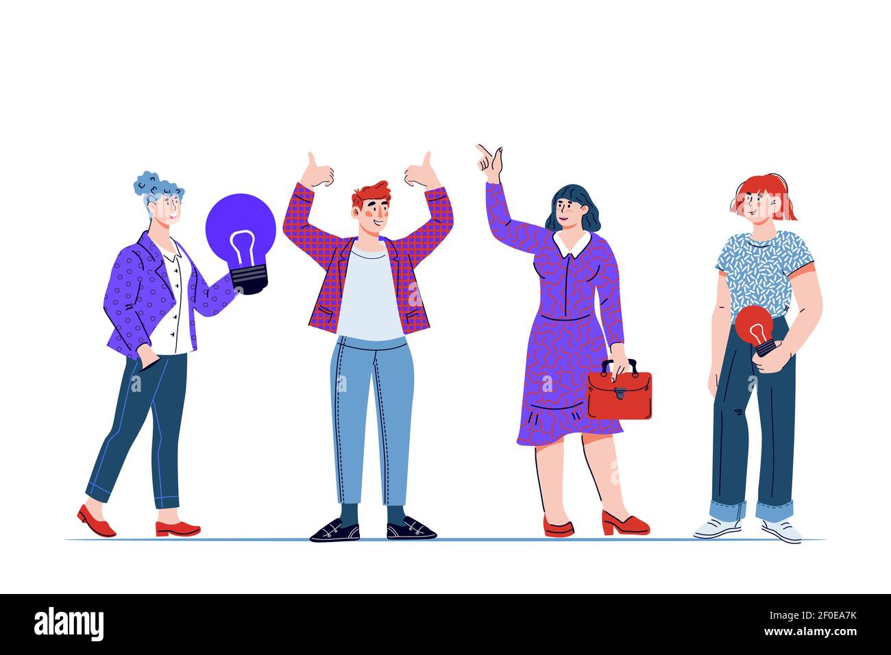 Business team cartoon characters, flat vector illustration isolated on ...