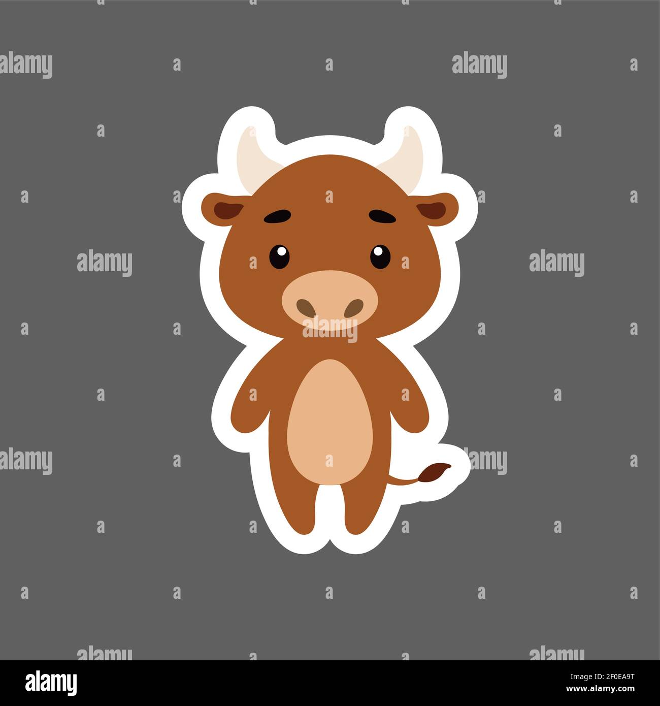 Cute little baby bull sticker. Cartoon animal character for kids cards ...