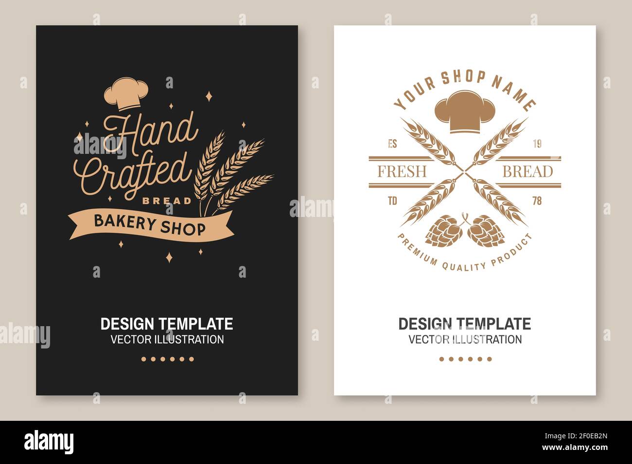 Hand crafted bread flyer, brochure, banner, poster. Vector illustration ...