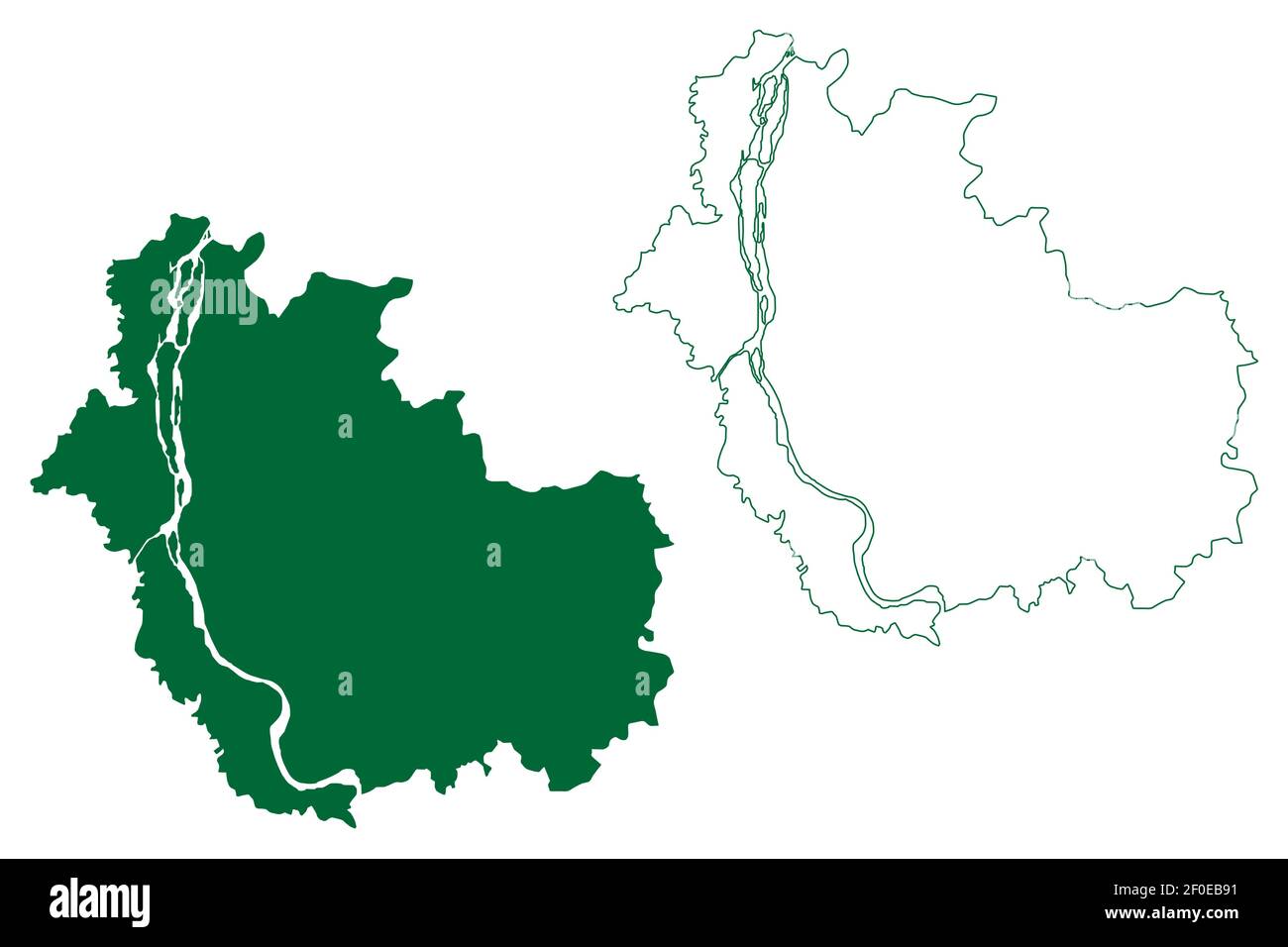 Saharsa district (Bihar State, Kosi division, Republic of India) map ...