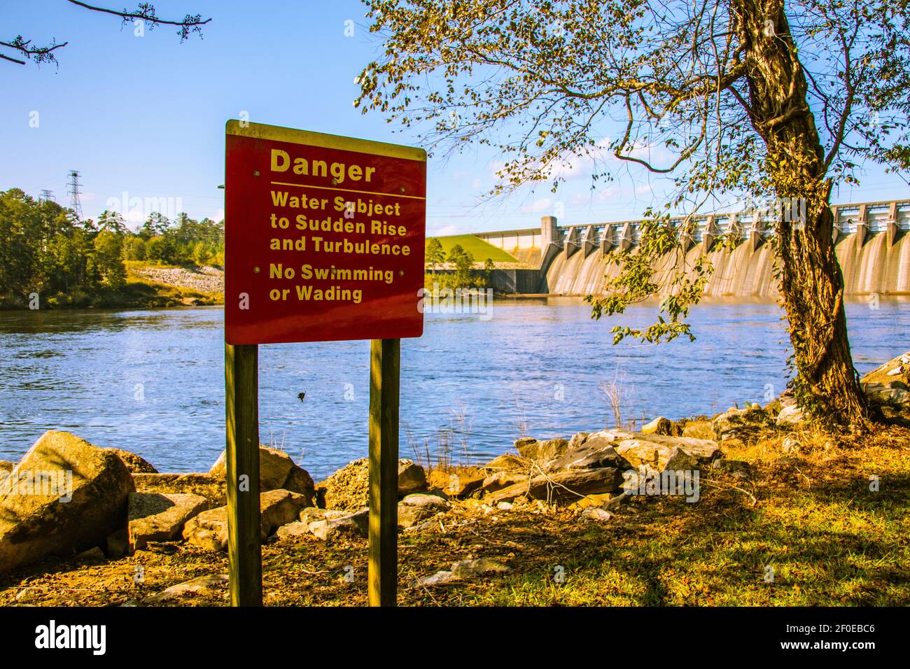 Augusta, Ga / USA - 10 13 20: View of the J. Strom Thurmond Dam water ...