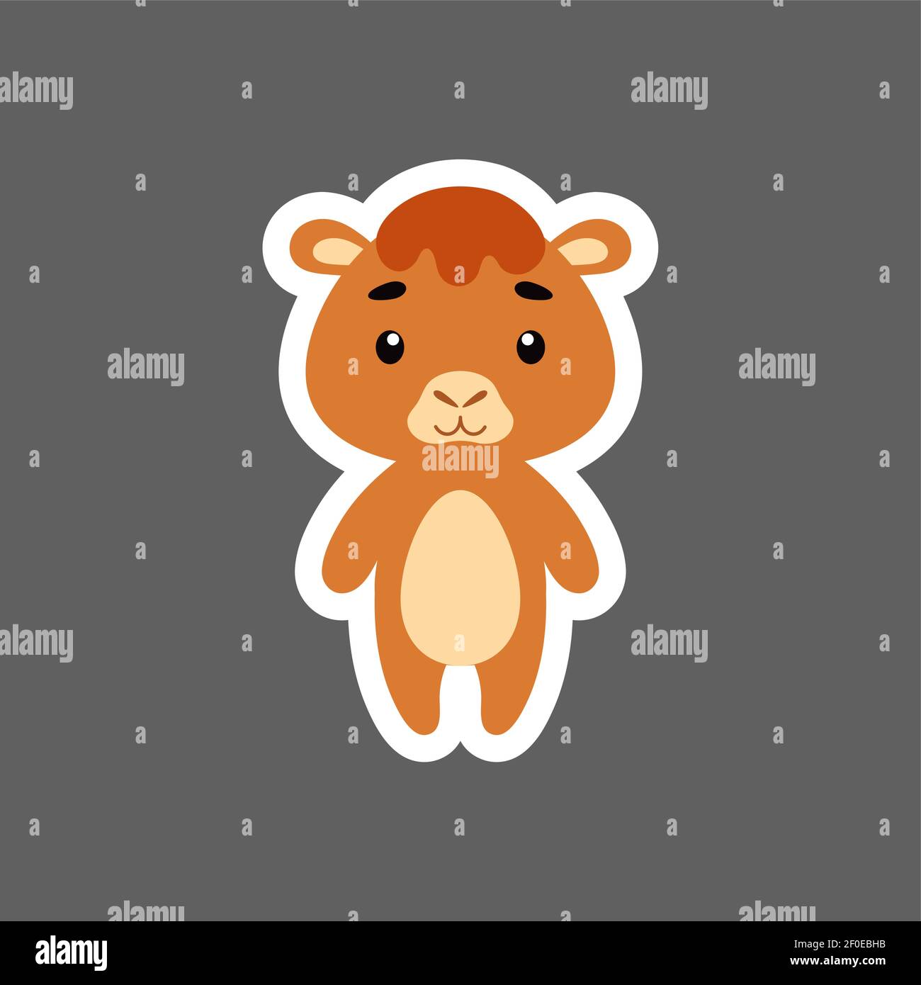 Cute little baby camel sticker. Cartoon animal character for kids cards ...