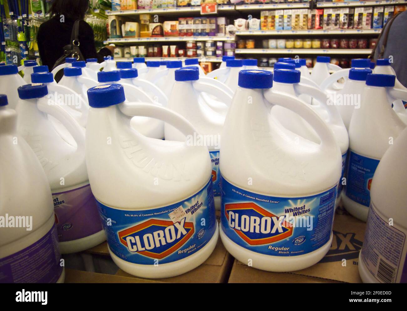 Bottles of Clorox bleach in a supermarket shelf on Thursday, October 28 ...