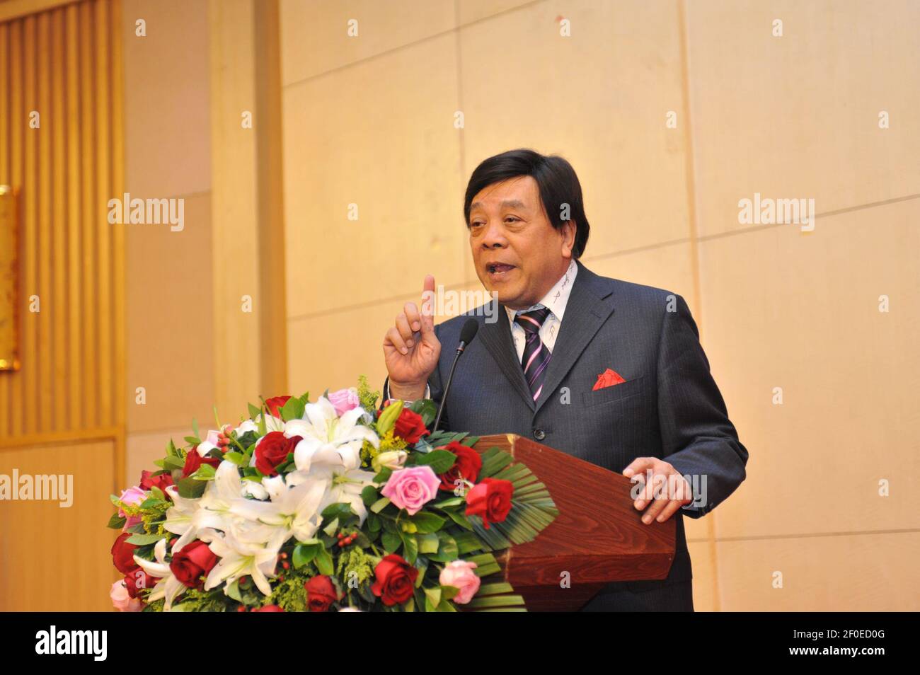 Chinese news anchor Zhao Zhongxiang delivers speech at a seminar in ...