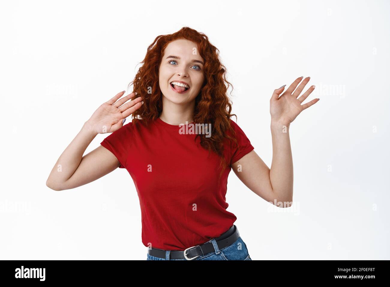 Teen girl waving goodbye hi-res stock photography and images - Alamy