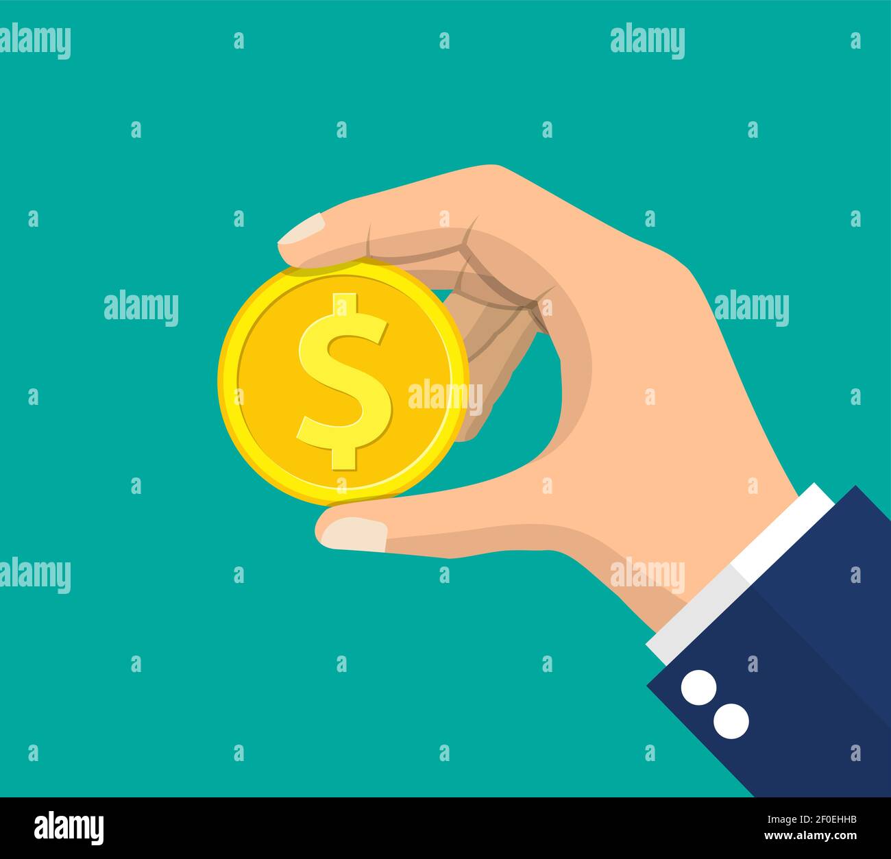 Gold coin in hand Stock Vector Image & Art - Alamy