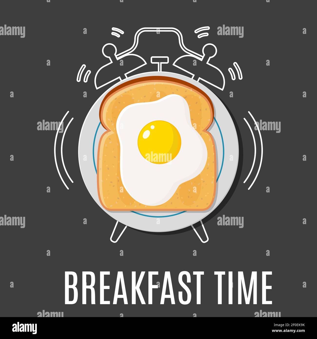 egg and toast and outline alarm clock Stock Vector Image & Art - Alamy