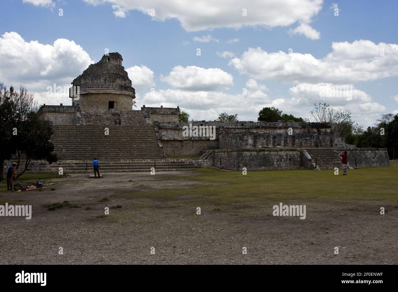 People wild angle of the chichen itza temple in tulum mexico Stock ...