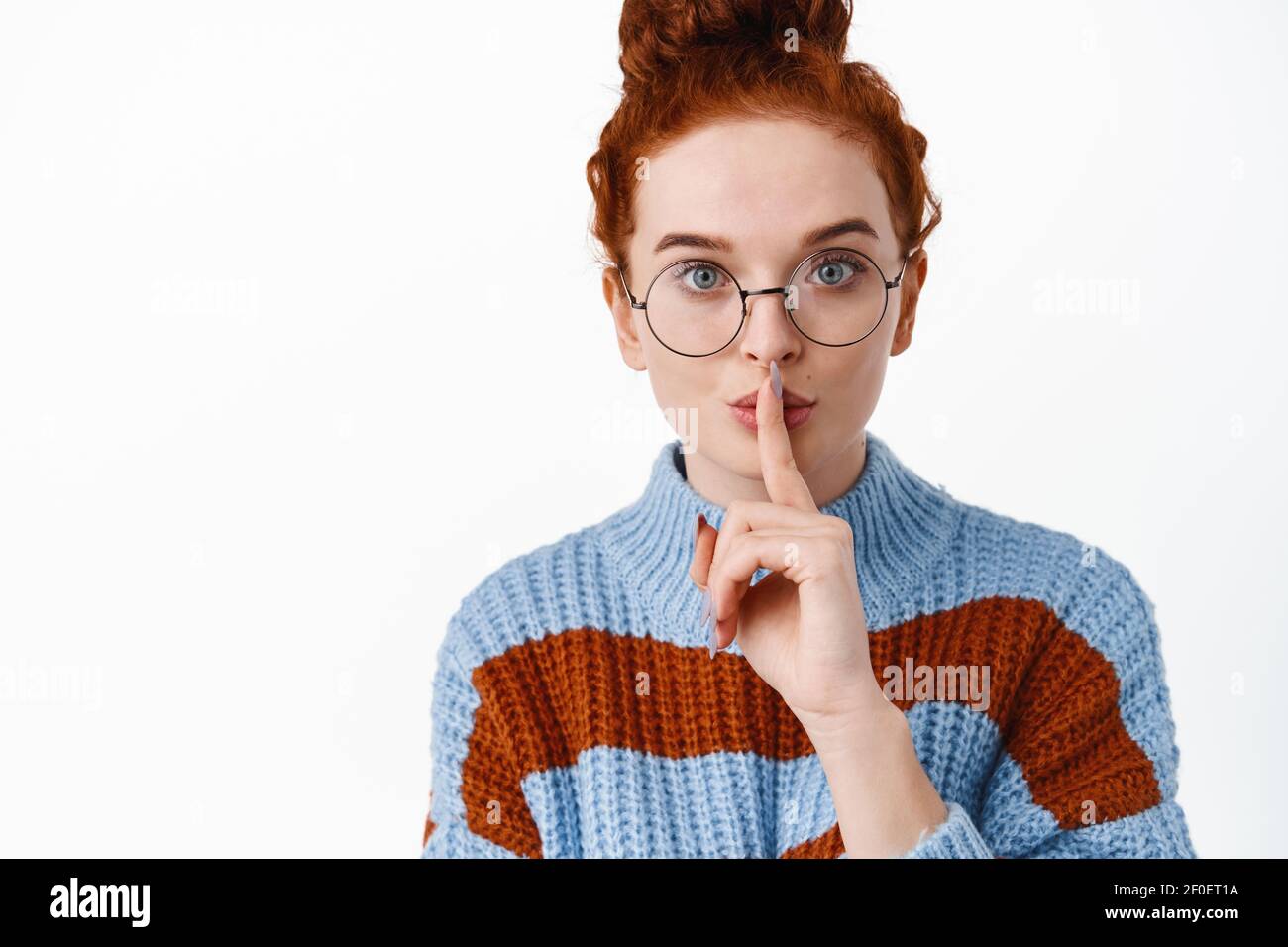 Shhh Its A Secret Cute Redhead Hipster Girl Shushing Asking To Be