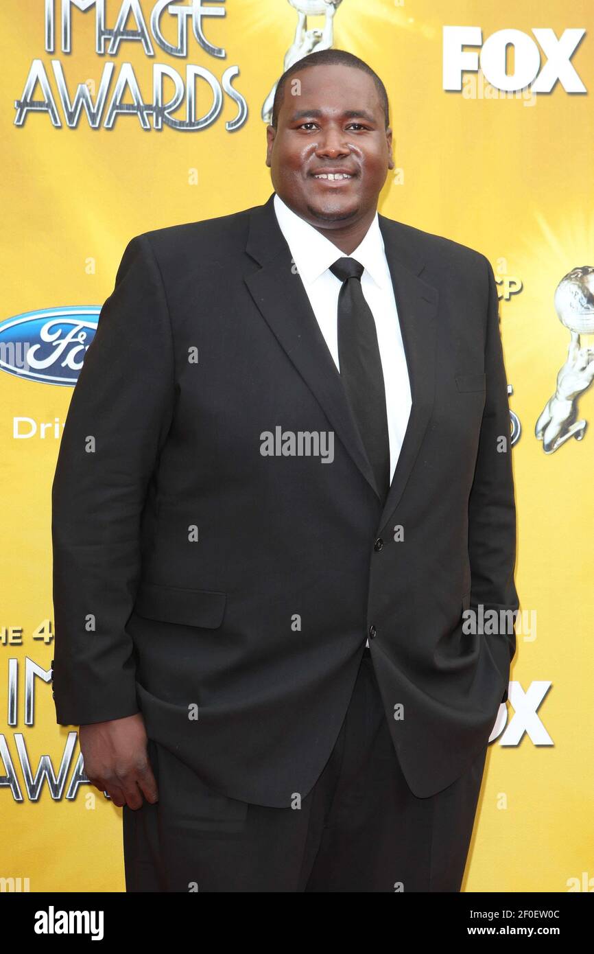26 February 2010- Los Angeles, California- Quinton Aaron arrives at the ...
