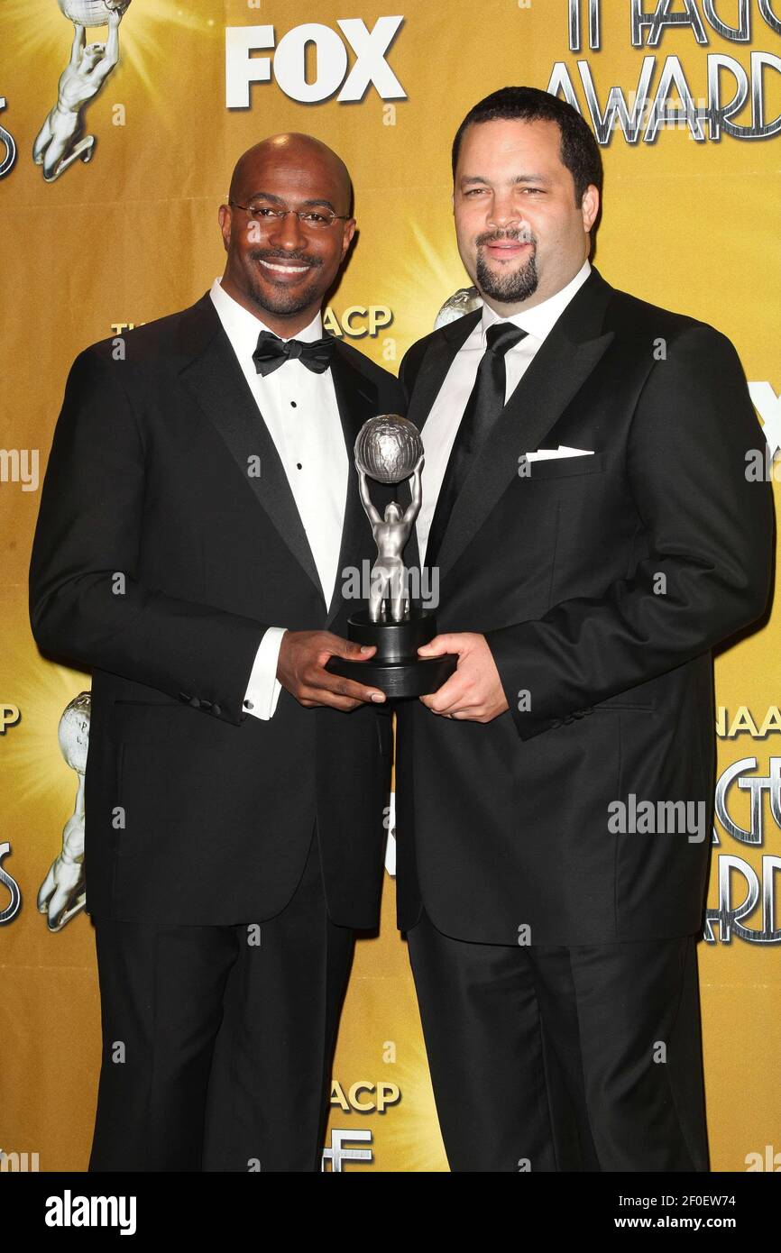 26 February 2010- Los Angeles, California- Vann Jones and Benjamin Todd Jealous pose backstage ...
