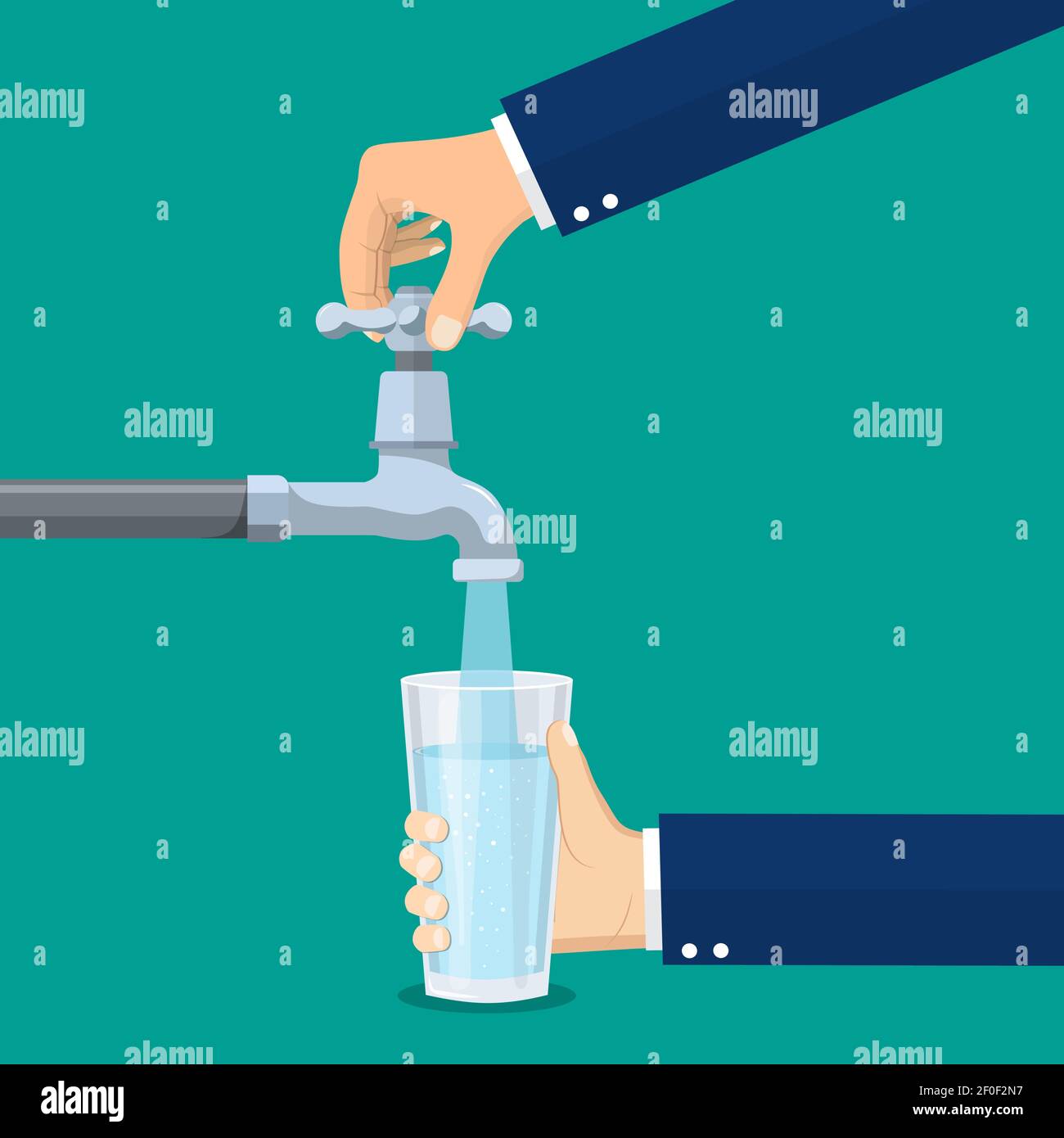 Man opens a water tap Stock Vector Image & Art - Alamy