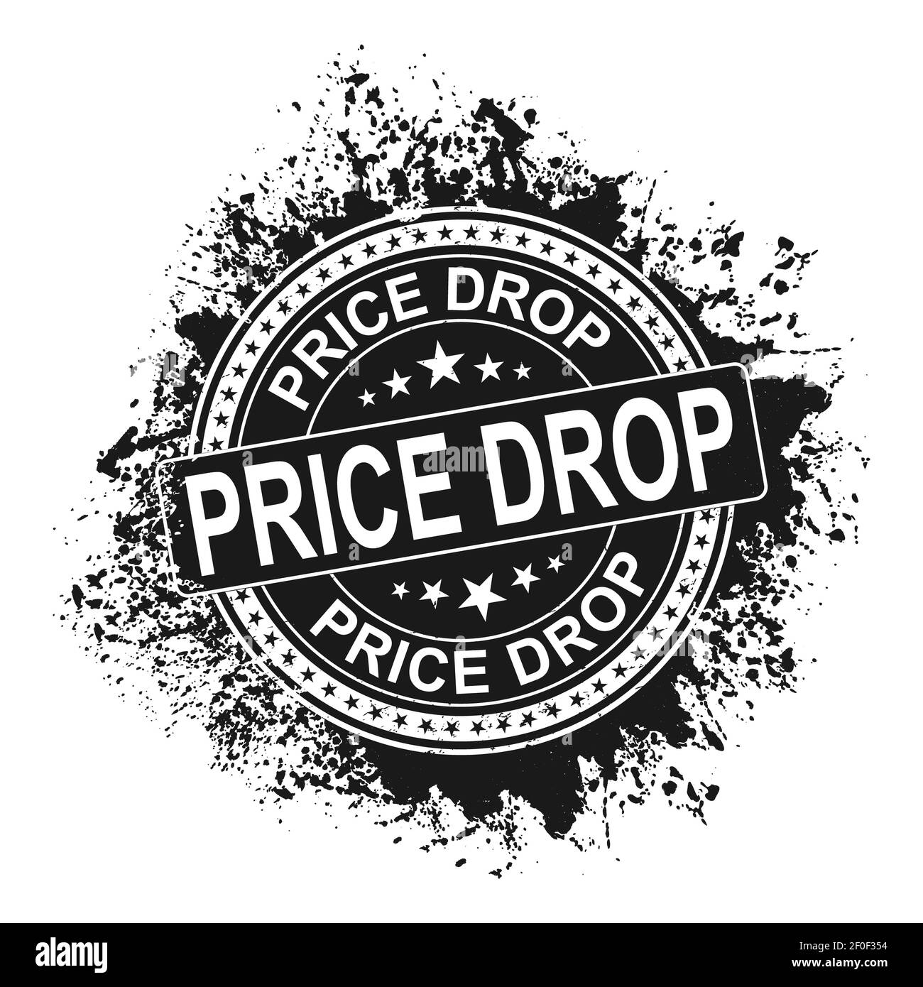 Black round rubber stamp splash with Price Drop concept Stock Photo - Alamy