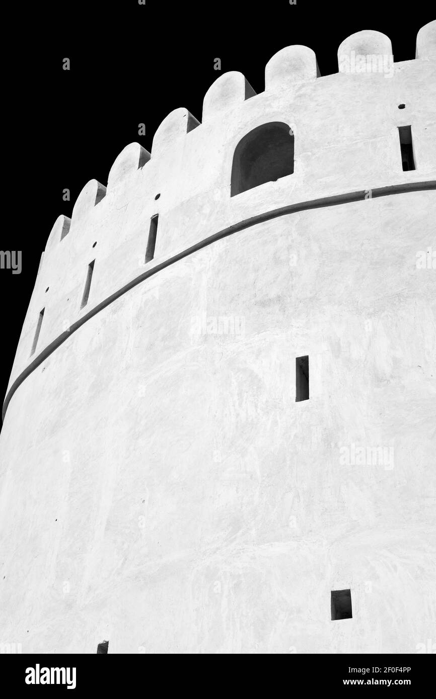 In oman muscat the old defensive fort battlesment sky and star brick ...
