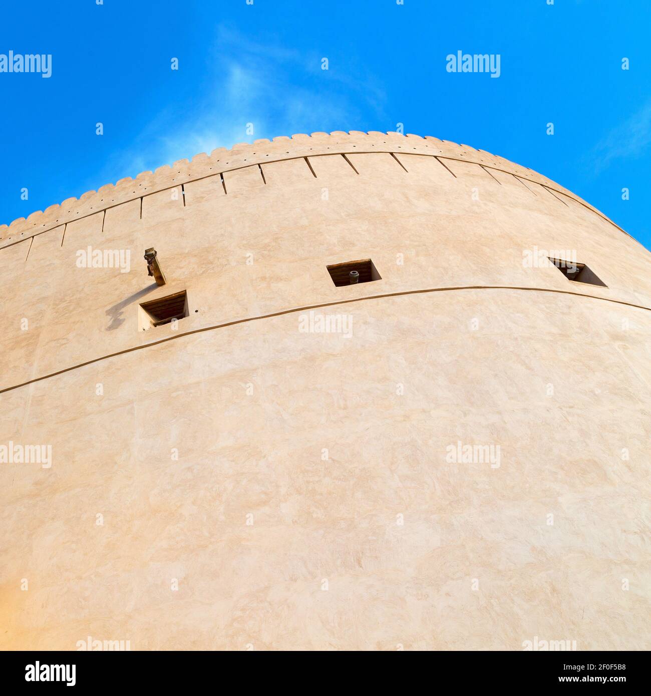 In oman muscat the old defensive fort battlesment sky and star brick ...