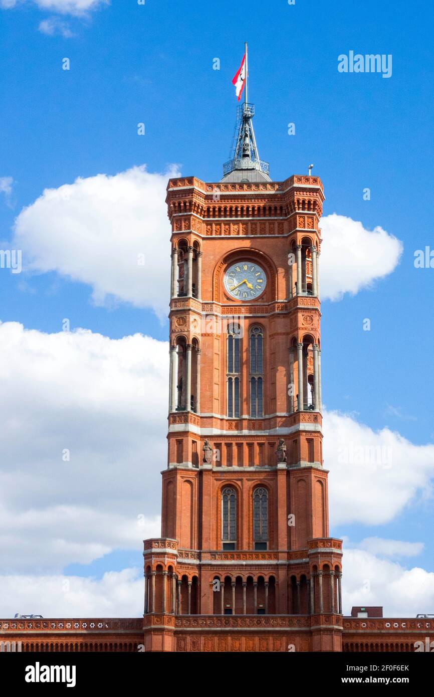 Rotes Rathaus Berlin Germany Red Town Hall Tower Clouds Stock Photo - Alamy