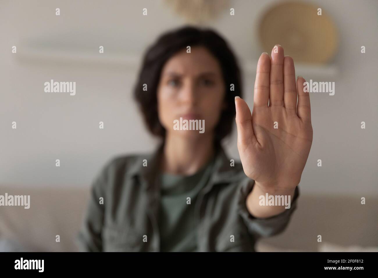 Girl saying no with hand hi-res stock photography and images - Alamy