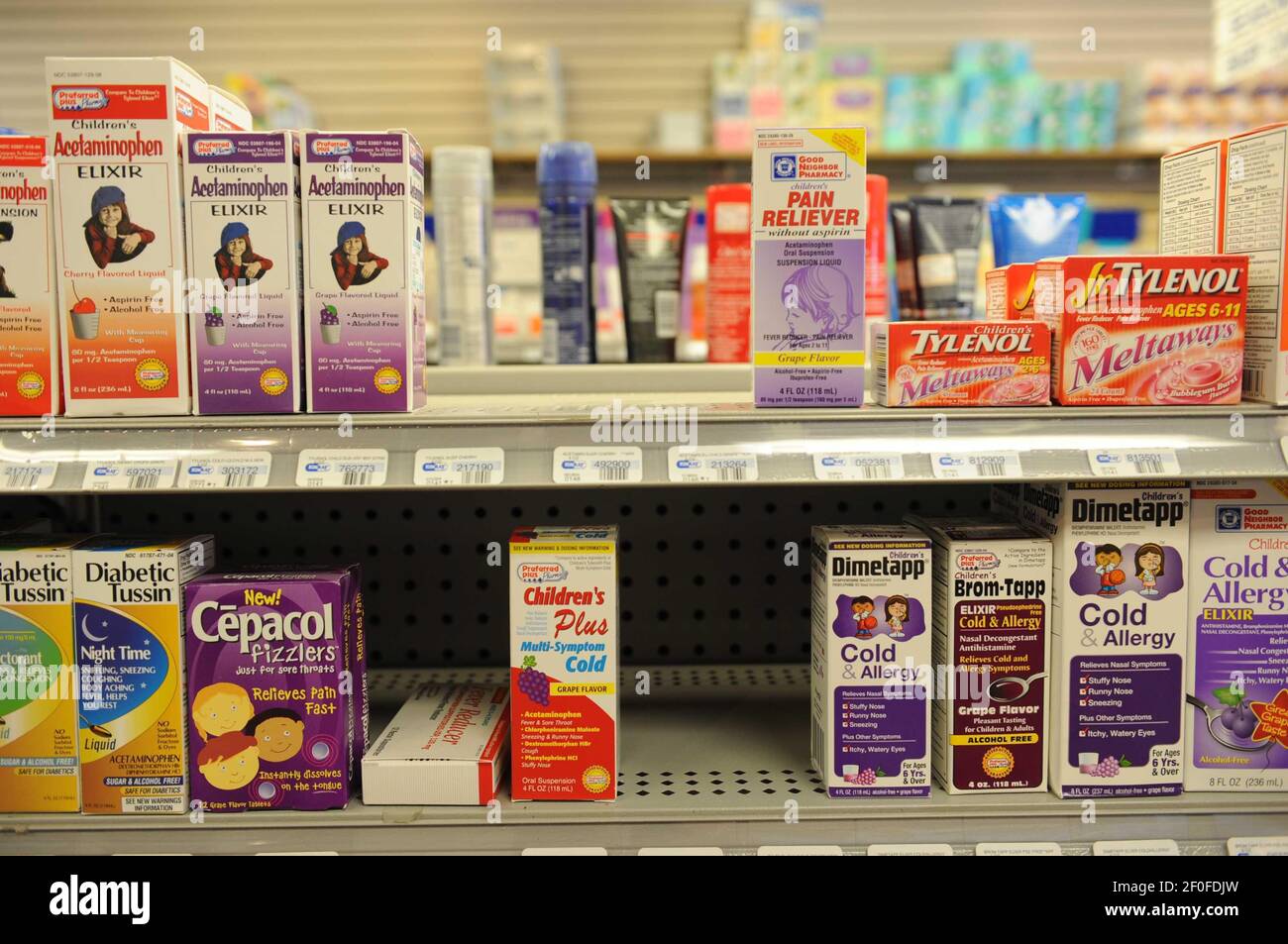 5 May 2010 - New York, NY, USA - Empty shelf space and remaining ...
