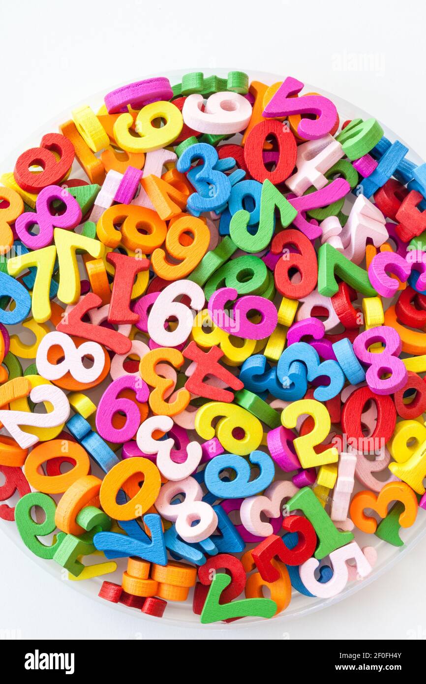 Colorful numbers made of wood Stock Photo - Alamy
