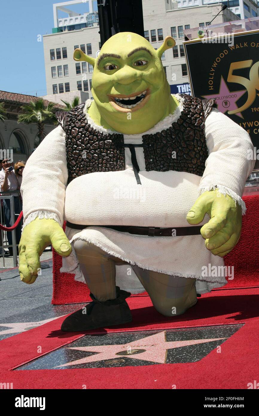 19 May 2010- Hollywood, California- Shrek poses as he receives a star ...
