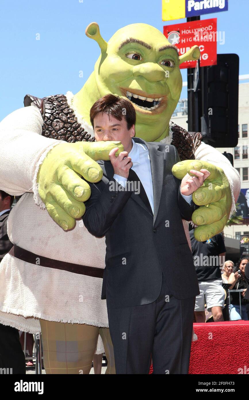 19 May 2010- Hollywood, California- Actor Mike Myers and Shrek pose as ...