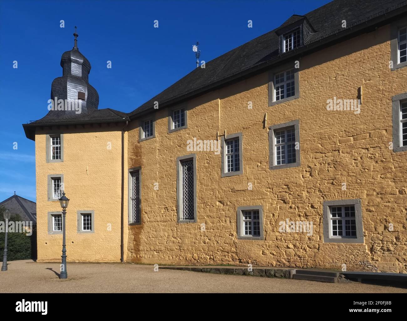 Beautiful german yellow water castle Schloss Dyck Stock Photo - Alamy