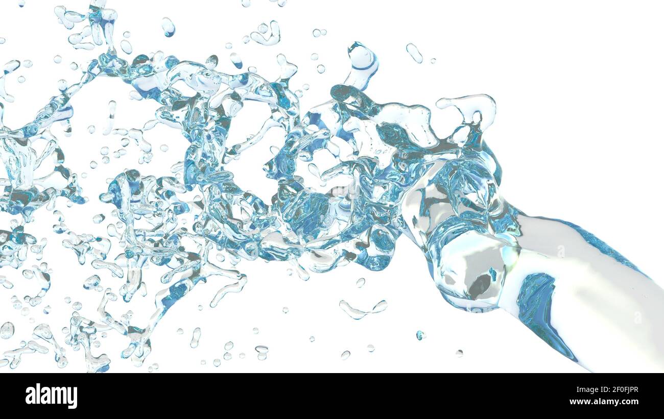 Blue water jet stream on White clean 3d render Stock Photo - Alamy