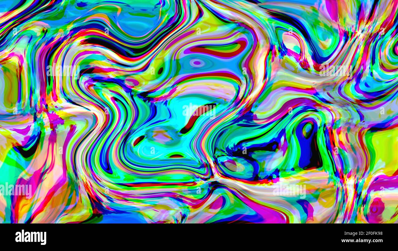 Dynamic liquid rainbow Concept art Fluid water 3d render Stock Photo ...