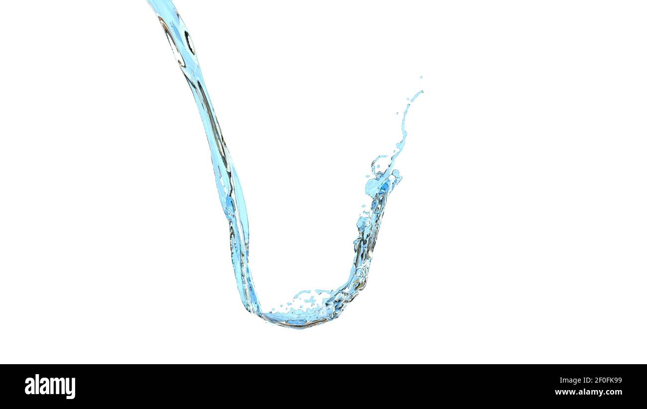 Blue liquid splash Cool drink Water drop falling 3d render Stock Photo ...