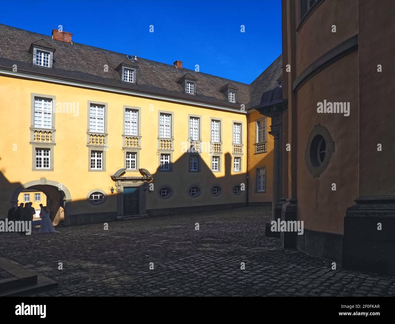 Beautiful german yellow water castle Schloss Dyck Stock Photo - Alamy