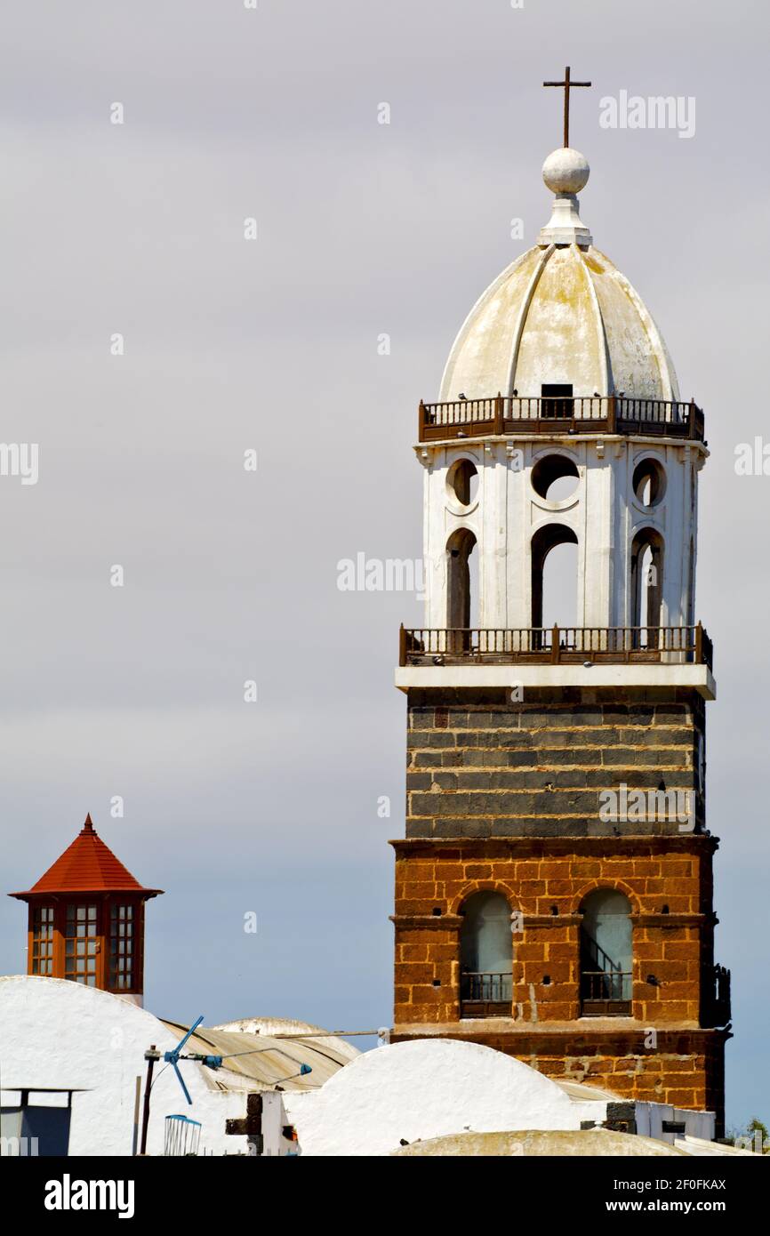 Bell tower teguise spain the old wall church arrecife Stock Photo - Alamy