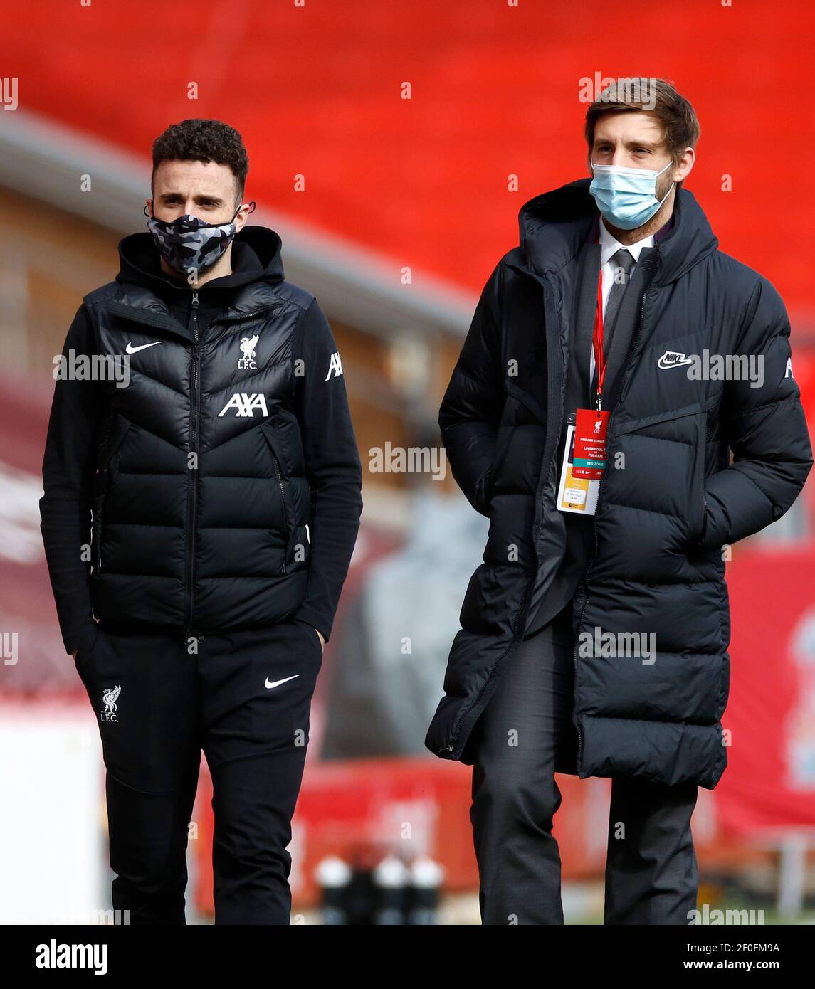 Liverpool's Diogo Jota (left) arrives before the Premier League match ...