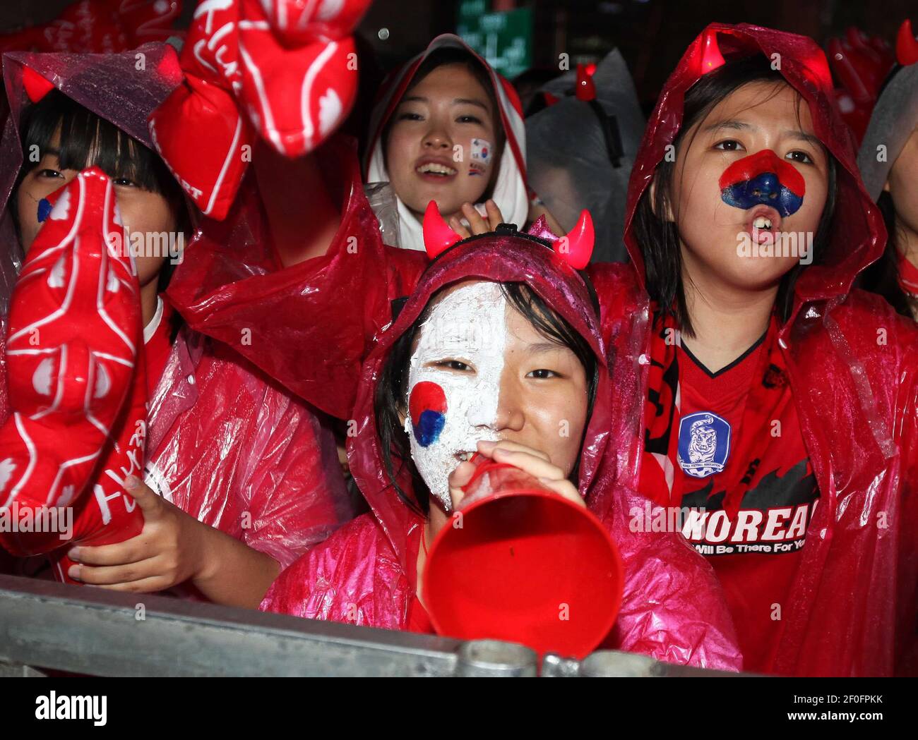 12 June 2010 - Seoul, South Korea - South Korean football fans cheer ...