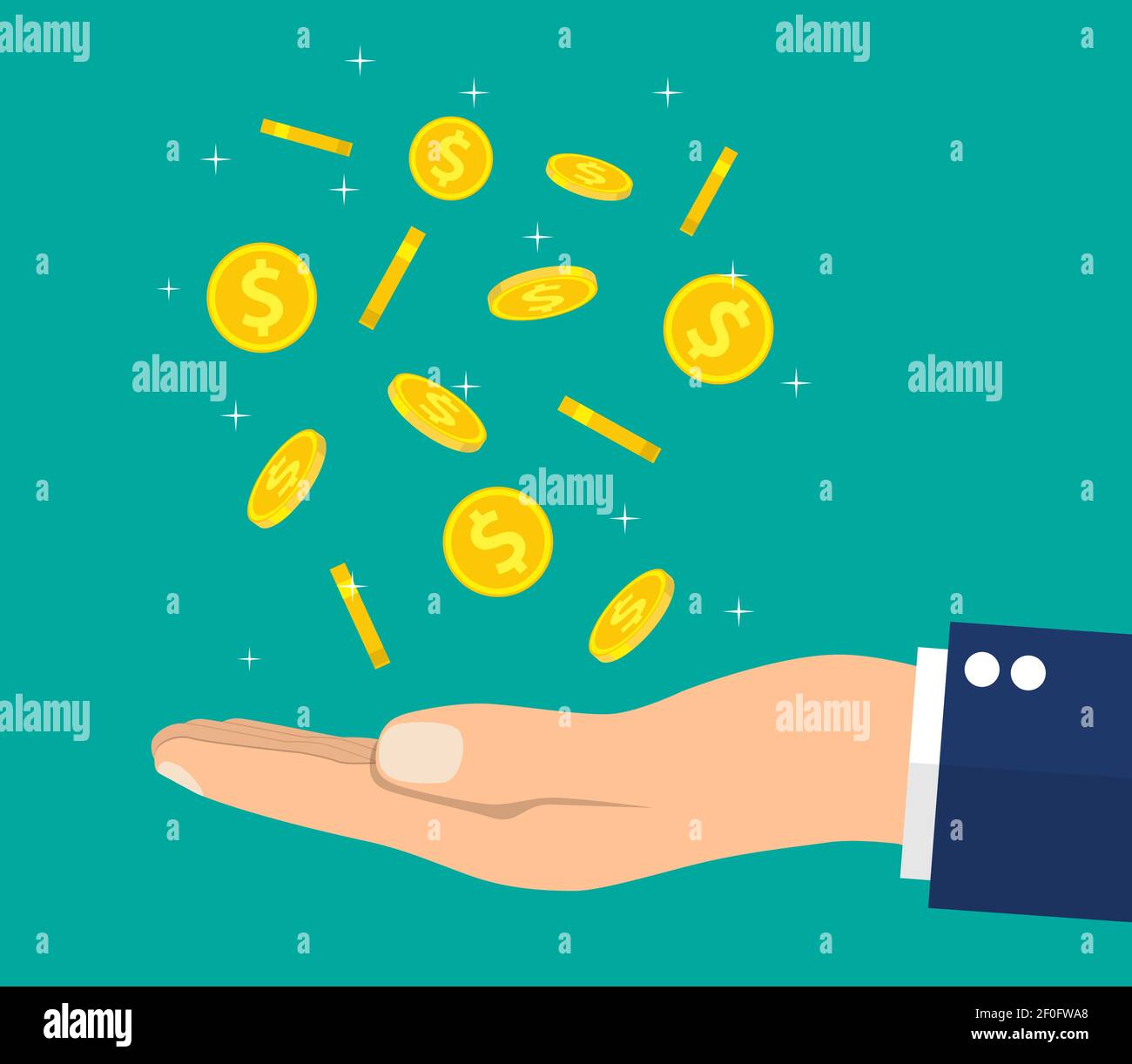 Man catching falling coins hi-res stock photography and images - Alamy