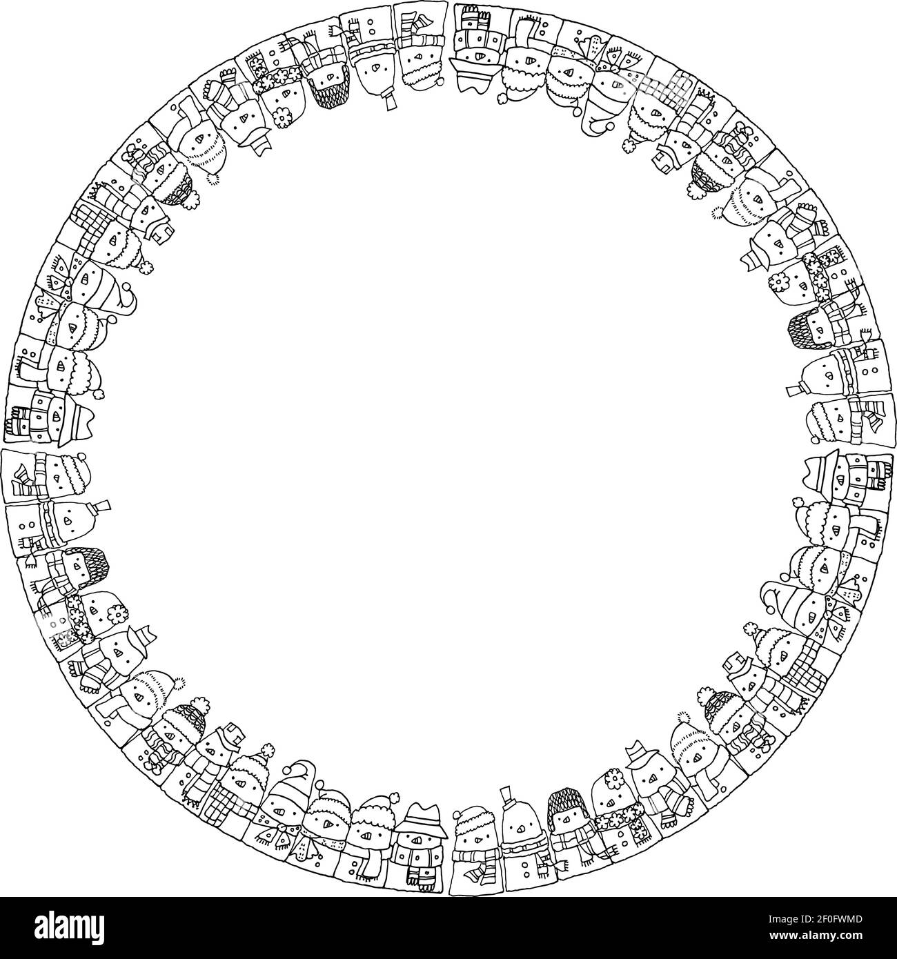 vector drawing snowman circle border Stock Vector Image & Art - Alamy
