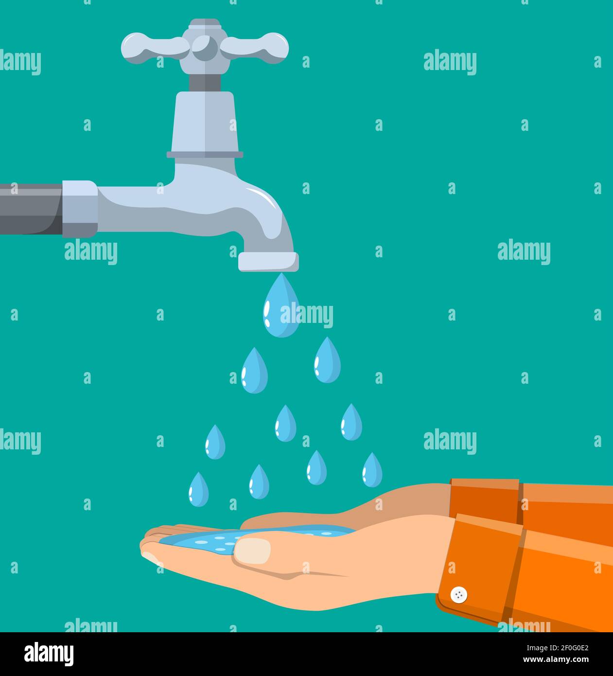 Hands under falling water out of tap Stock Vector Image & Art - Alamy