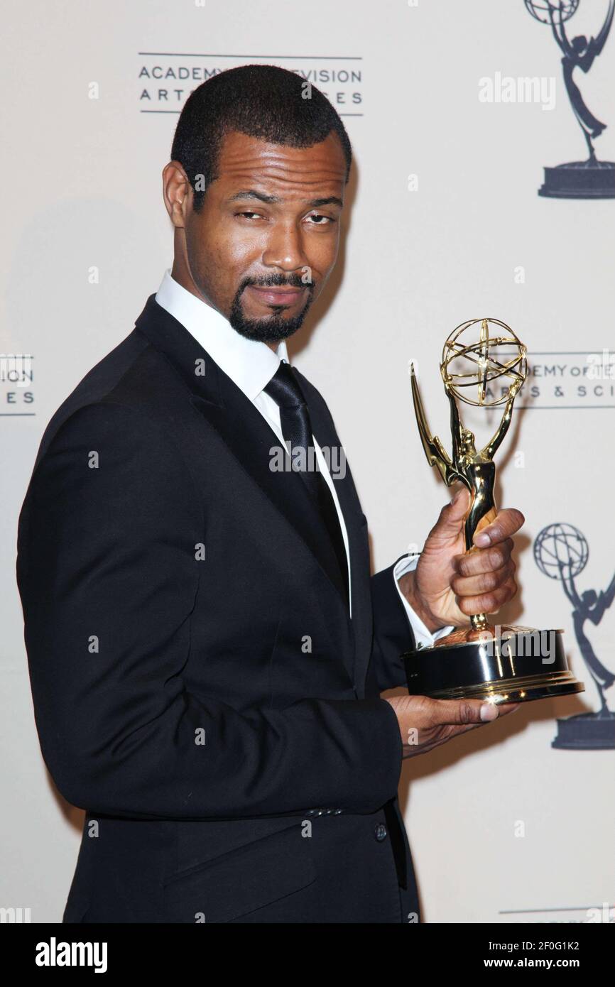 21 August 2010 - Los Angeles, CA - Isaiah Mustafa poses backstage at ...