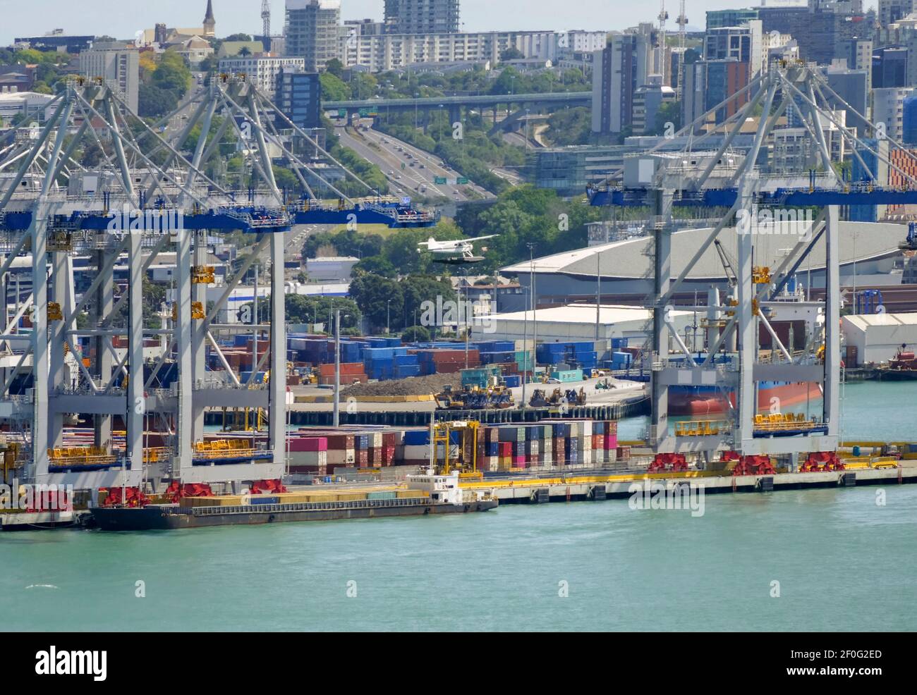 Port scenery in Auckland, a large city in the North Island of New ...