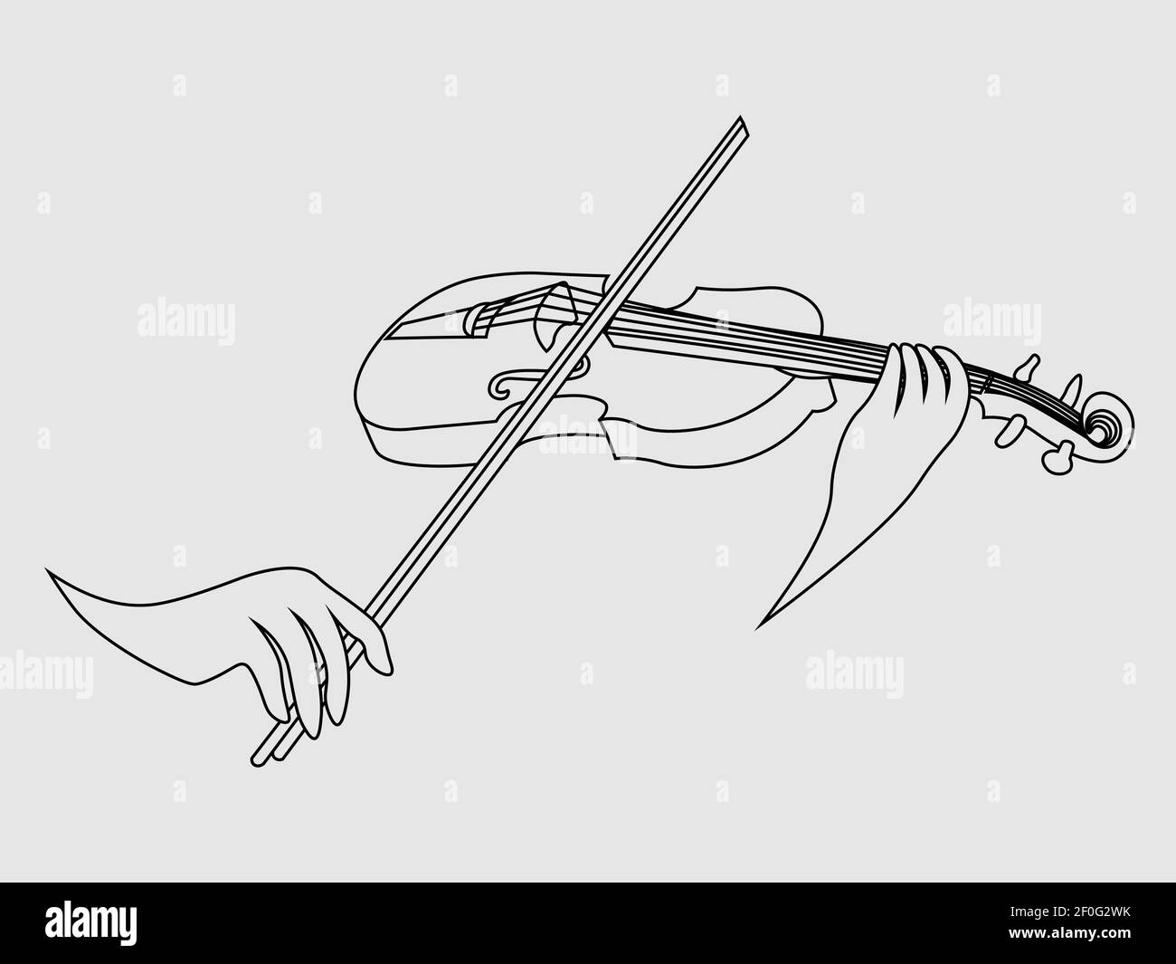 abstract simple line art of isolated hands playing on violin Stock ...