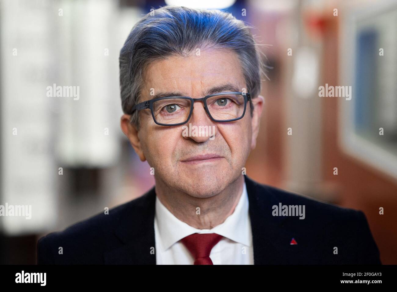 Portrait of French deputy and president of La France Insoumise LFI ...