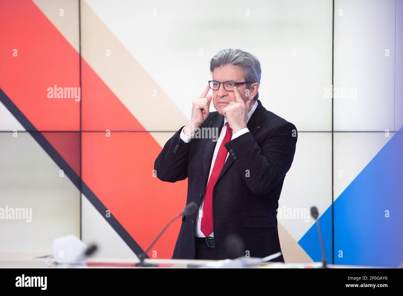 French deputy and president of La France Insoumise LFI parliamentary ...