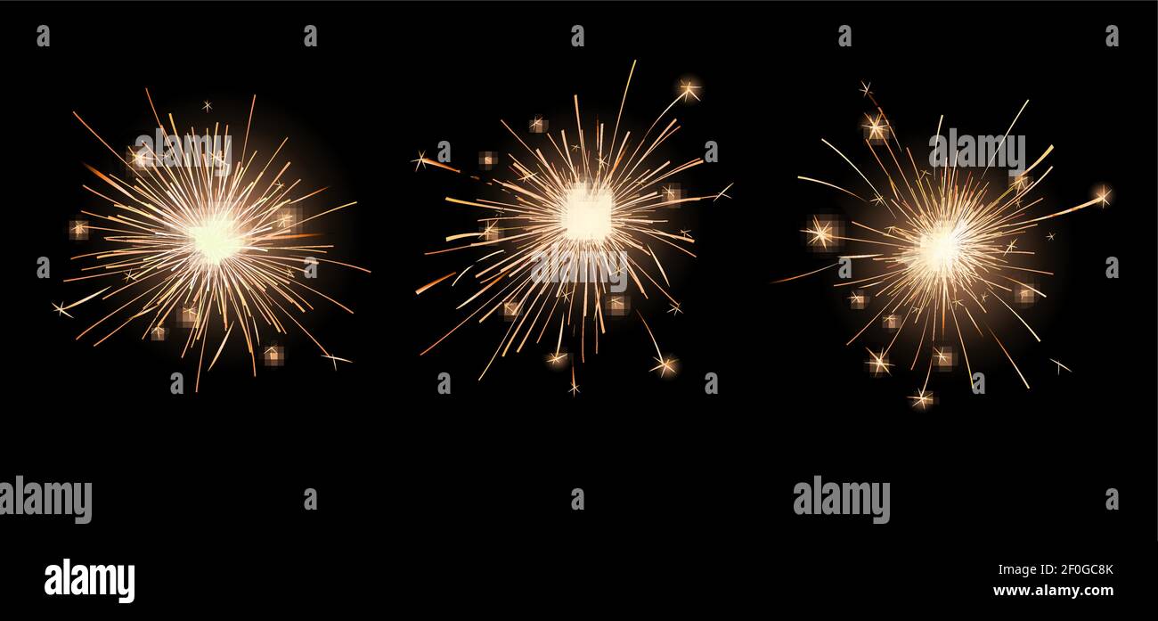 Bright bengal lights icon set isolated on black background with flash ...