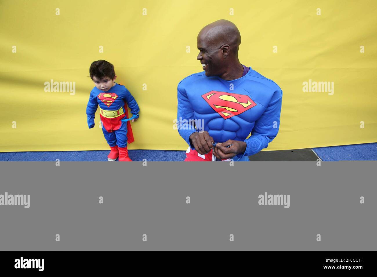 02 October 2010 - Los Angeles, CA - Supermen Riley Crawford, left, and ...