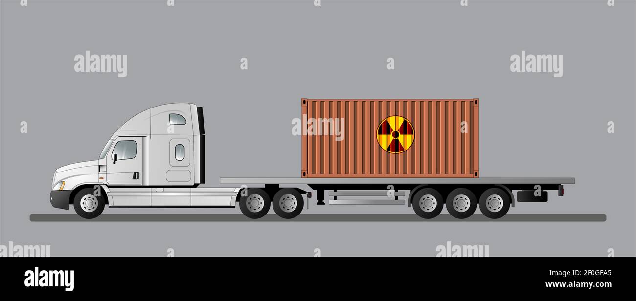 Modern American car with a semitrailer for transporting containers with ...