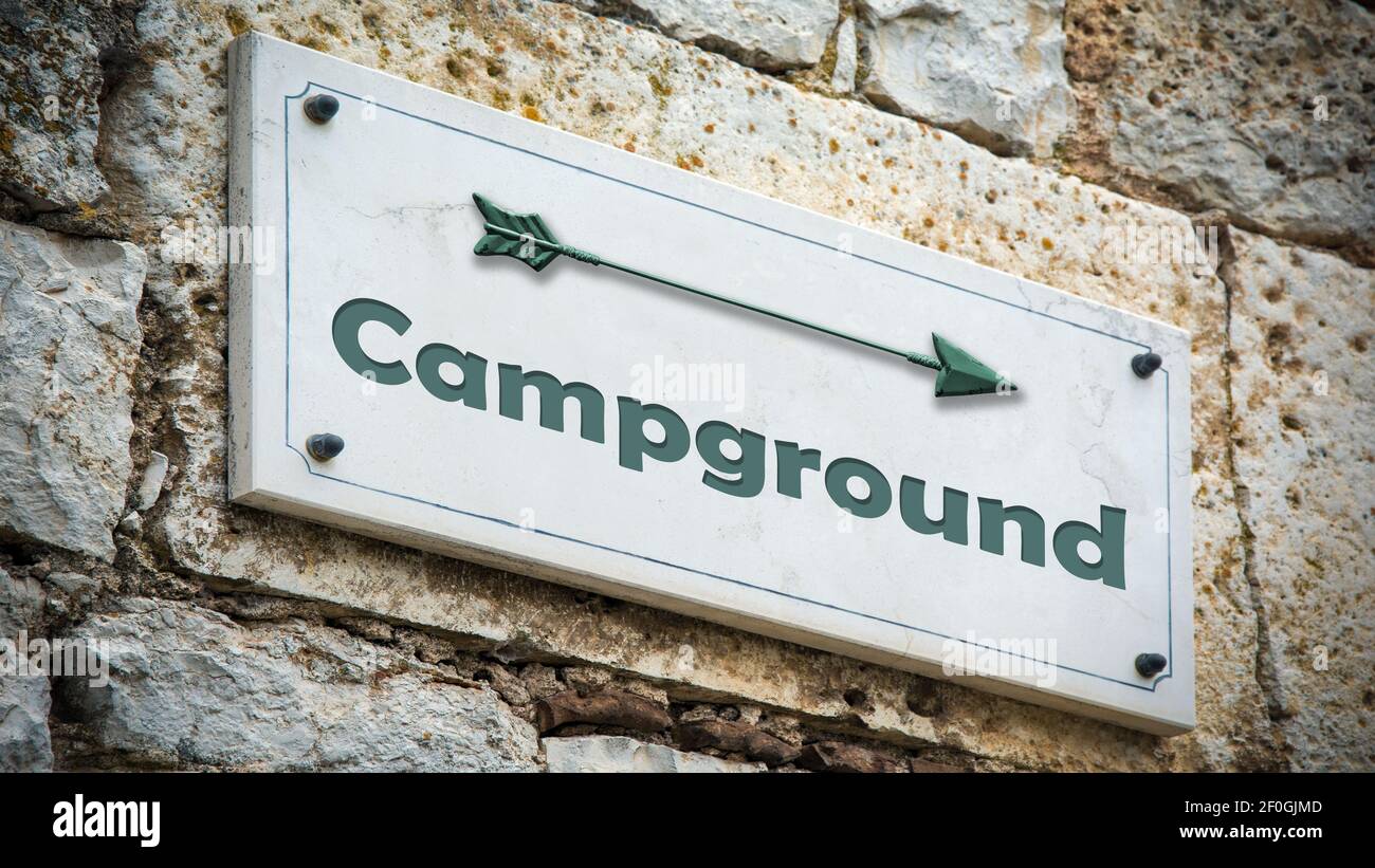 Street Sign the Direction Way to Campground Stock Photo - Alamy
