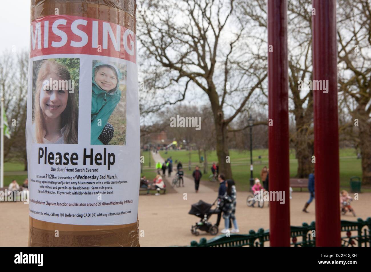 London, UK, 7 March 2021: Posters appeal for help finding missing woman ...