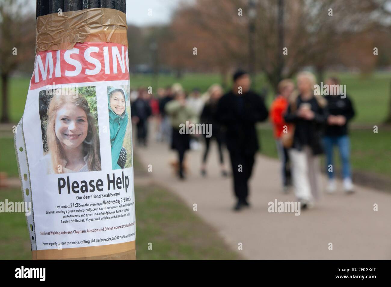 London, UK, 7 March 2021: Posters appeal for help finding missing woman ...