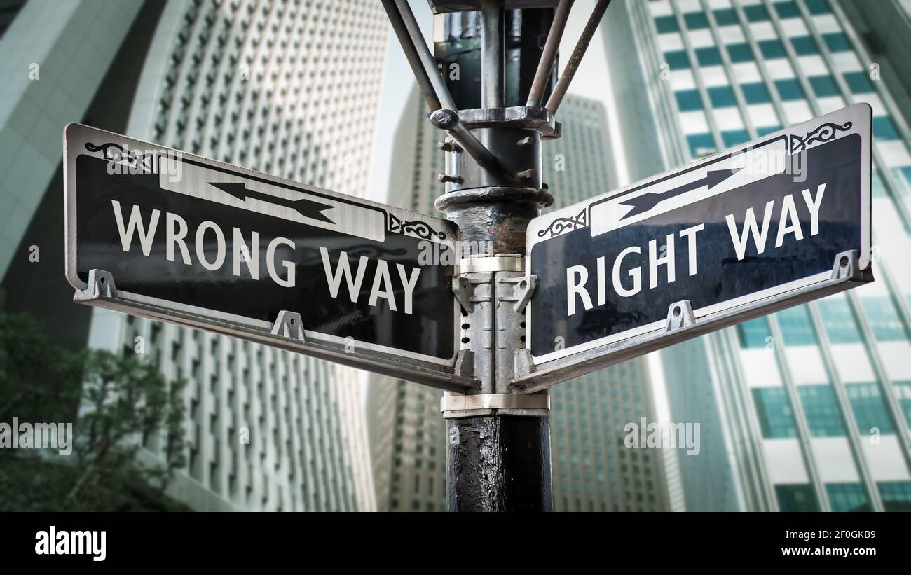 Street Sign RIGHT WAY versus WRONG WAY Stock Photo - Alamy